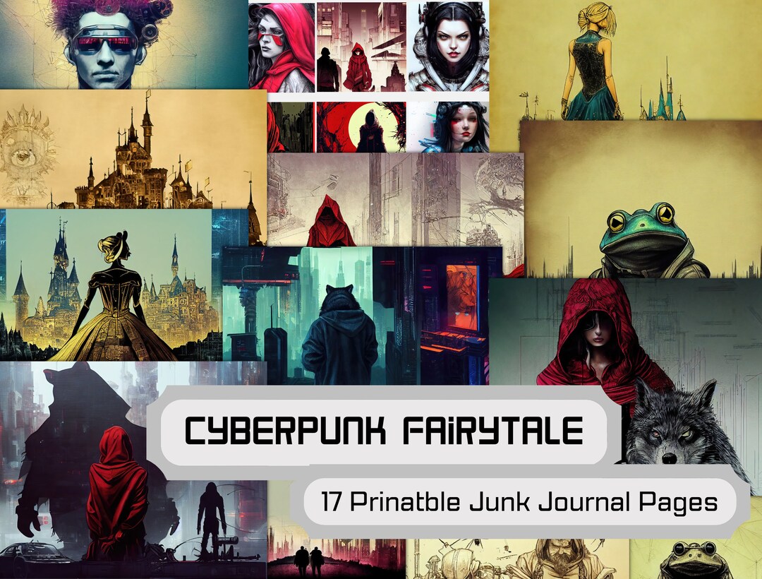 Cyberpunk Fairytale Junk Journal Pages, 17 Digital Printable Fairy Tale ...
