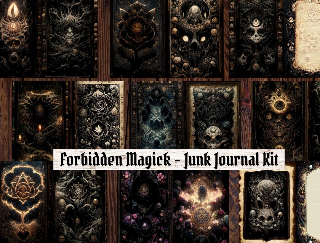 Forbidden Magick Grimoire Junk Journal Kit, 11 Printable Witch Junk ...