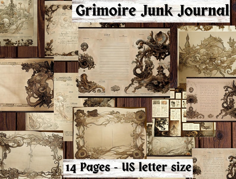 Grimoire Journal 14 Printable Digital Grimoire Pages Gothic - Etsy