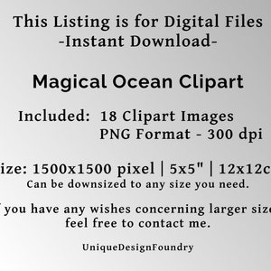 Magical Ocean Mermaid Watercolor Clipart Bundle, 18 PNG Images Digital ...