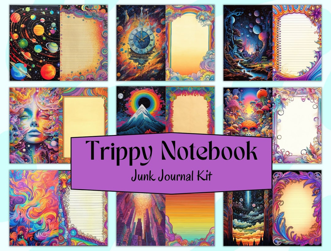 Trippy Notebook Junk Journal Kit 15 Psychedelic Art Journal - Etsy