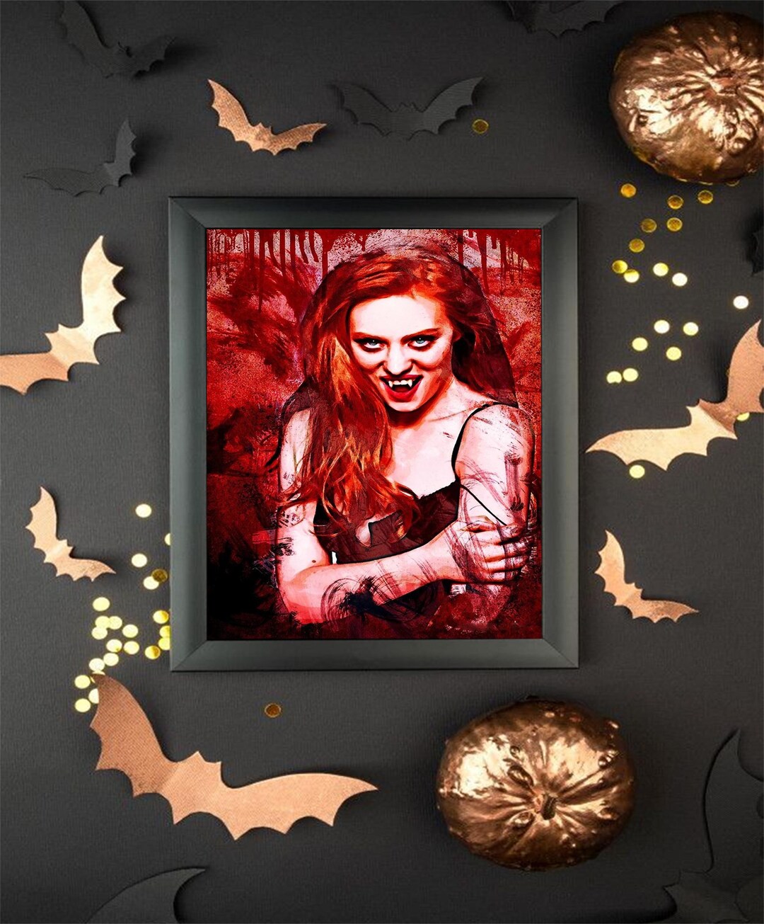 Bloodlust Beauty – Gothic Vampire Wall Art - Halloween Poster - Etsy