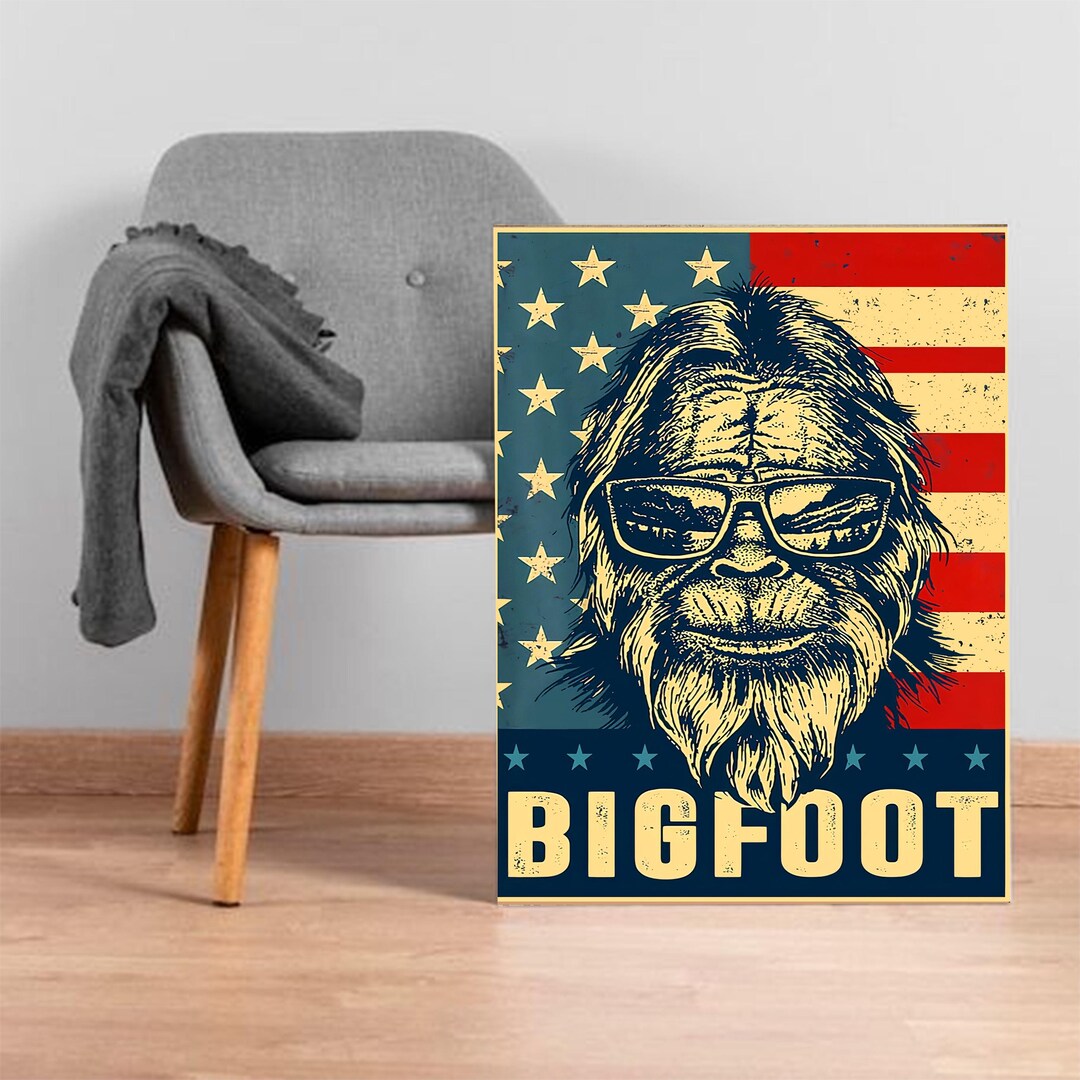 Bigfoot Beard Man Us Flag Independence Day for Lovers Poster - Etsy