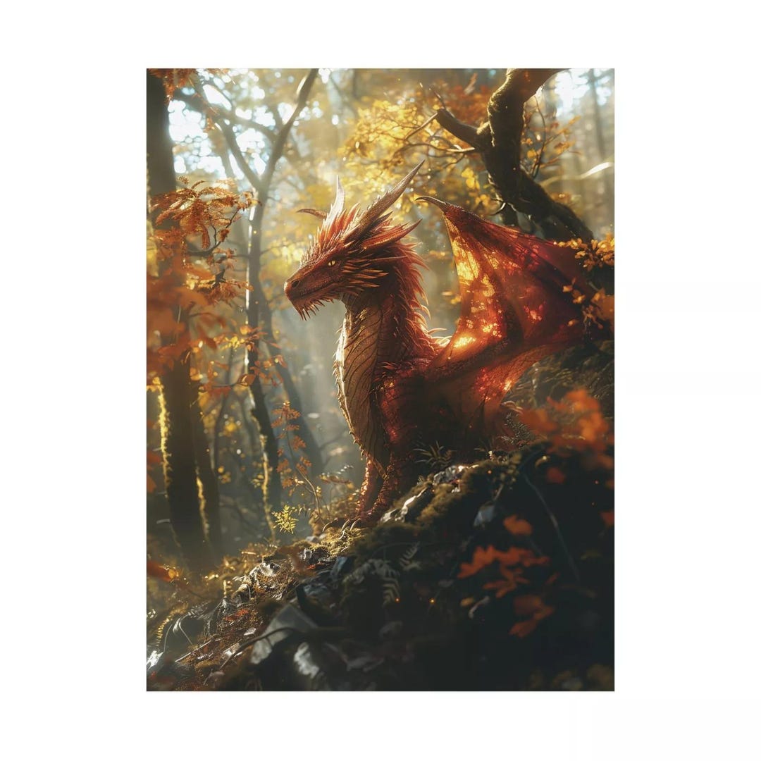 Autumn Dragon Art Print - Enchanting Fantasy Poste - Etsy