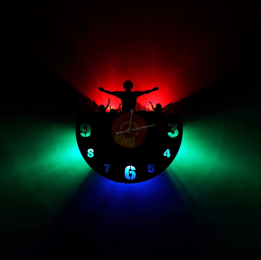 Vinyl Record Wall Clock DJ Battery Operated LED Wall Clock - Etsy