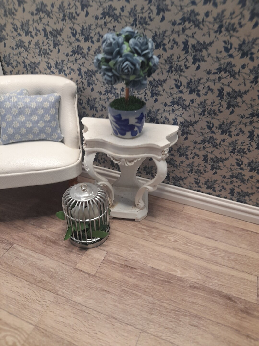 1/12 Scale Rose Topiary Tree in Blue Ceramic Pot - Etsy