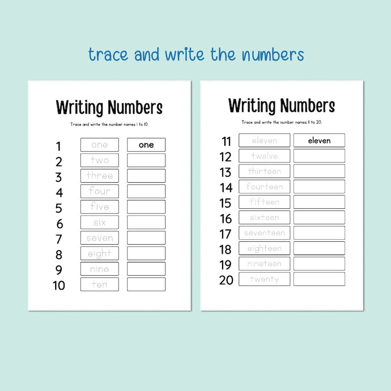 Number Tracing Worksheet 1-20, Printable Handwriting Practice, Number Writing, Preschool ...