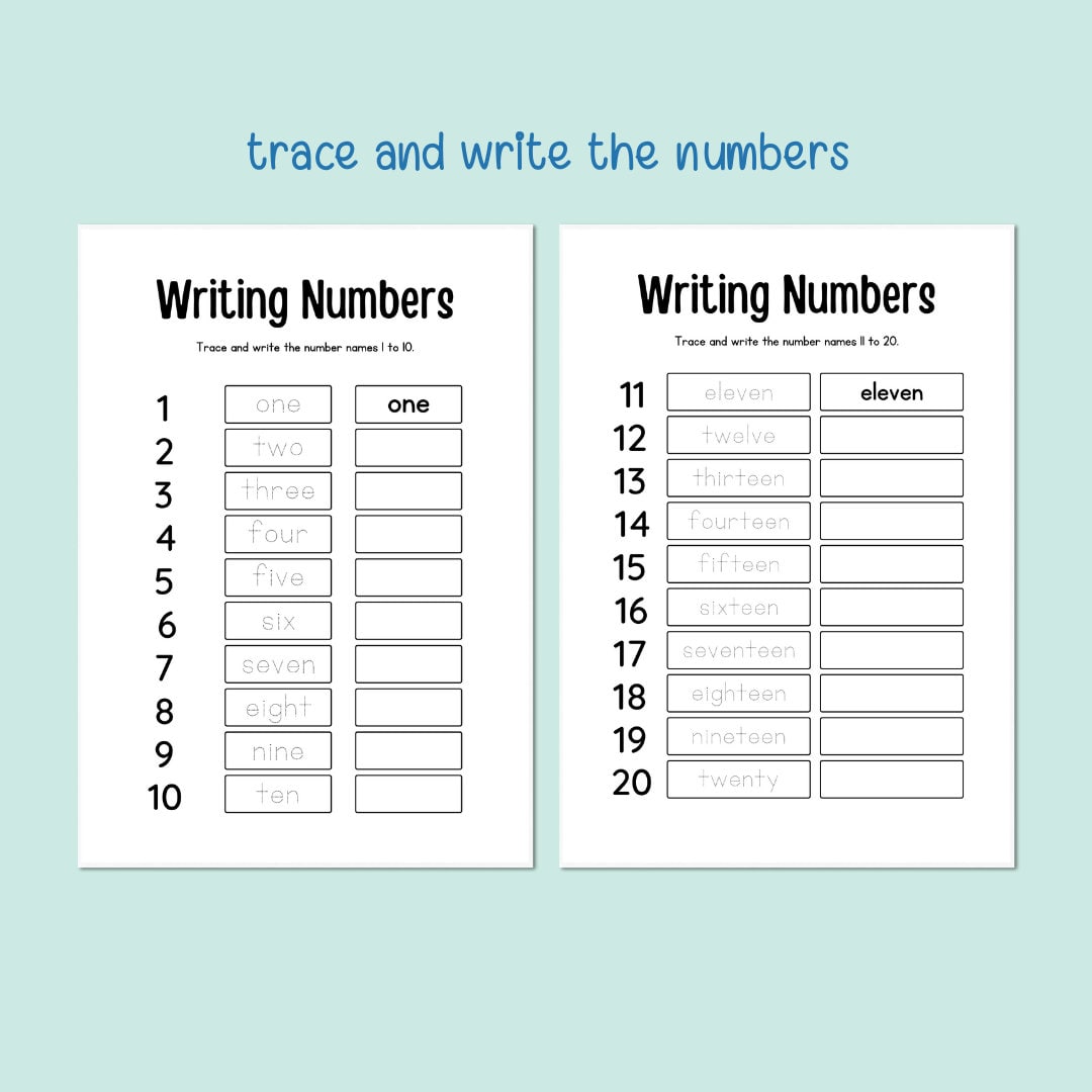 Number Tracing Worksheet 1-20, Printable Handwriting Practice, Number ...