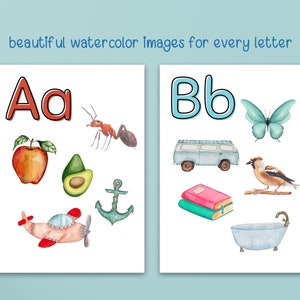 Alphabet Letter Poster Set, Watercolor Alphabet Posters, Classroom ...