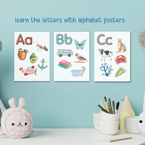 Alphabet Letter Poster Set, Watercolor Alphabet Posters, Classroom ...