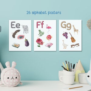 Alphabet Letter Poster Set, Watercolor Alphabet Posters, Classroom ...