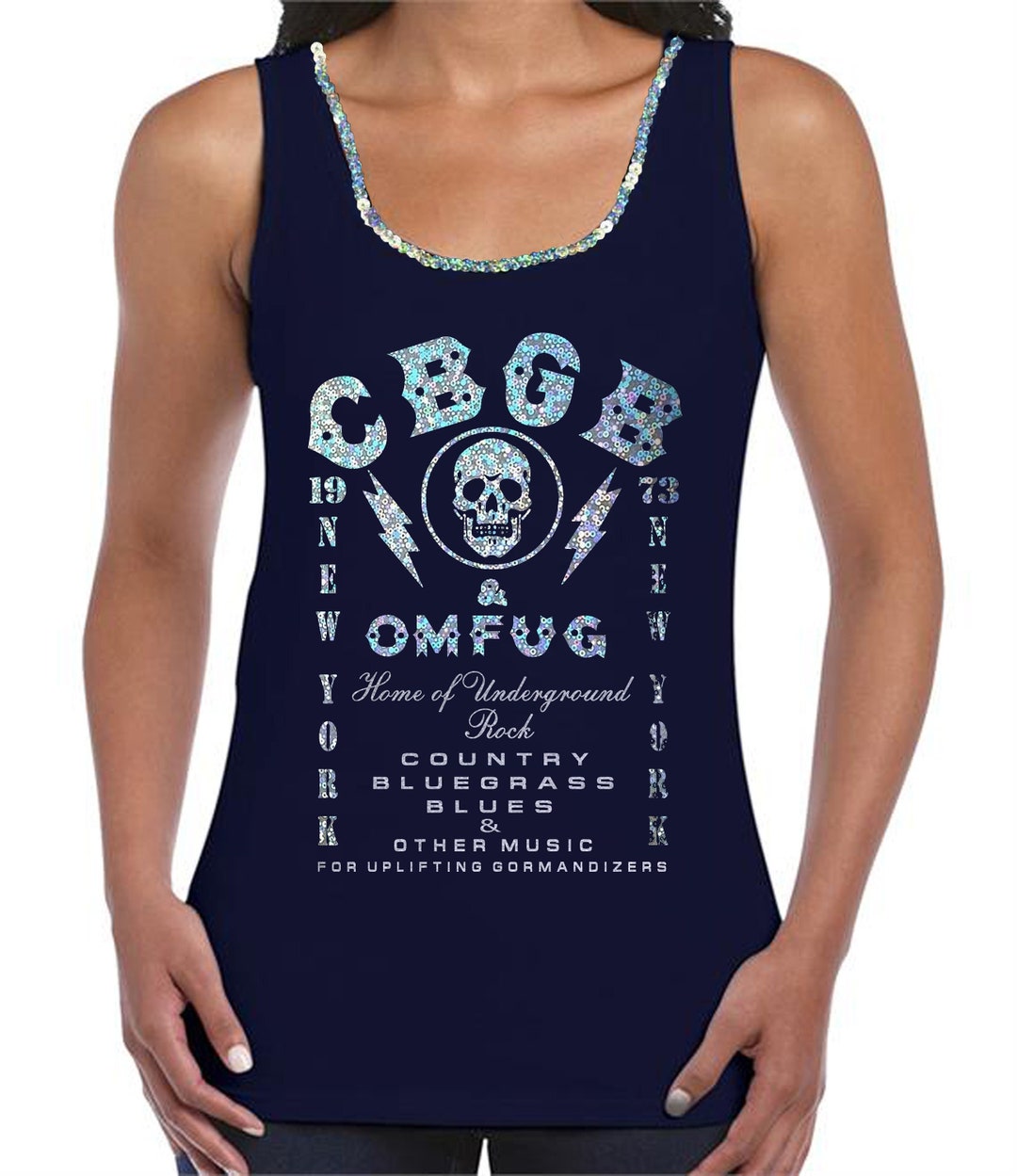 CBGB Sparkle Softsyle Tank Top/flash Dance Style Sweatshirt With ...