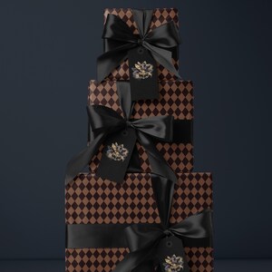 Brown Harlequin Gift Wrap Classy Wrapping Paper Birthday Traditional ...