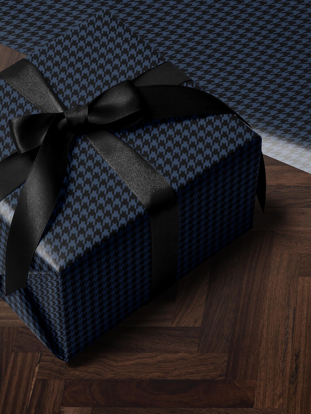 Blue Houndstooth Wrapping Paper Elegant Gift Wrap Unique Wrapping Paper ...