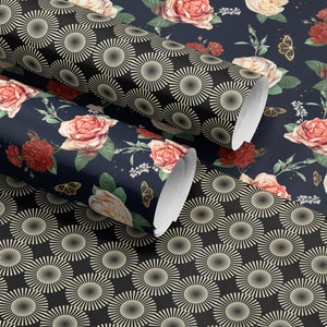 Midcentury Modern Gift Wrapping Paper Birthday Retro Style Art Abstract ...