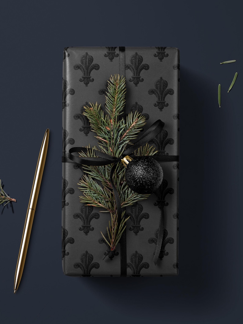 Fleur De Lis Wrapping Paper Birthday Gift Wrap French Design Elegant ...