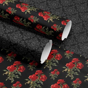 Holiday Gift Wrap Rose Wrapping Paper Flower Bouquet Gift Wrap ...