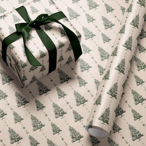 White Christmas Tree Wrapping Paper Holiday Gift Wrap Xmas Decoration ...