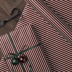 Classy Christmas Wrapping Paper Red Striped Holiday Gift Wrap ...