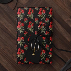 Holiday Gift Wrap Rose Wrapping Paper Flower Bouquet Gift Wrap ...