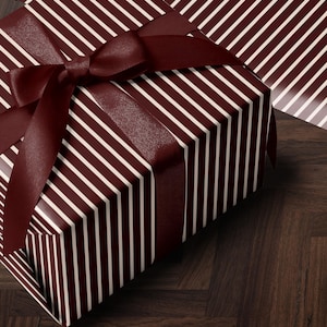 Classy Christmas Wrapping Paper Red Striped Holiday Gift Wrap ...