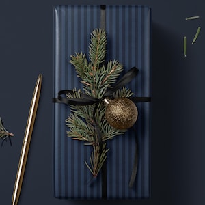 Blue Stripe Gift Wrap Blue Wrapping Paper Christmas Party Gift Idea ...