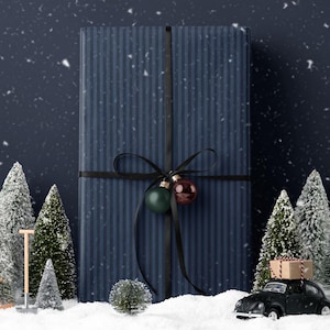 Blue Stripe Gift Wrap Blue Wrapping Paper Christmas Party Gift Idea ...