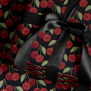 Cherry Wrapping Paper Red Gift Wrap Fruit Birthday Theme Bachelorette ...