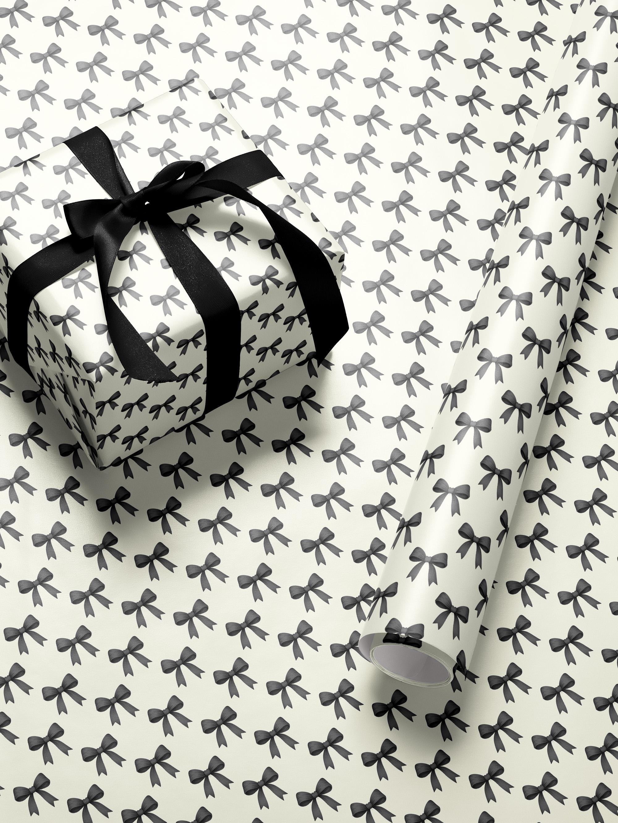 Chic Gift Wrap Elegant Wrapping Paper Classic Bow Gift Wrap Black and ...