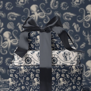 Octopus Gift Wrapping Paper Ocean Life Art Underwater Print Wrapping ...