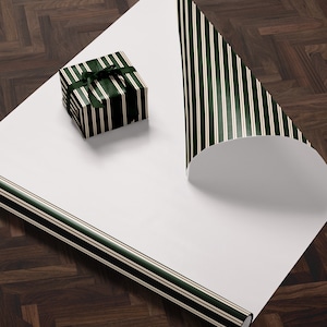 Striped Wrapping Paper Holiday Gift Wrap Green Gift Wrap Elegant ...