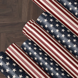 Patriotic Star Gift Wrap Paper 4th of July Decoration Memorial Day Gift ...