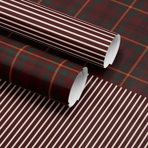 Classy Christmas Wrapping Paper Red Striped Holiday Gift Wrap ...
