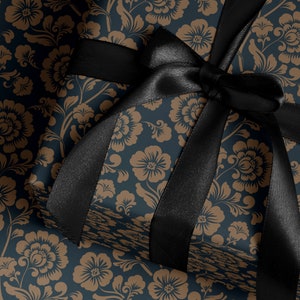 Floral Gift Wrap Blue Wrapping Paper Gift Wrap Mom Vintage Wrapping ...