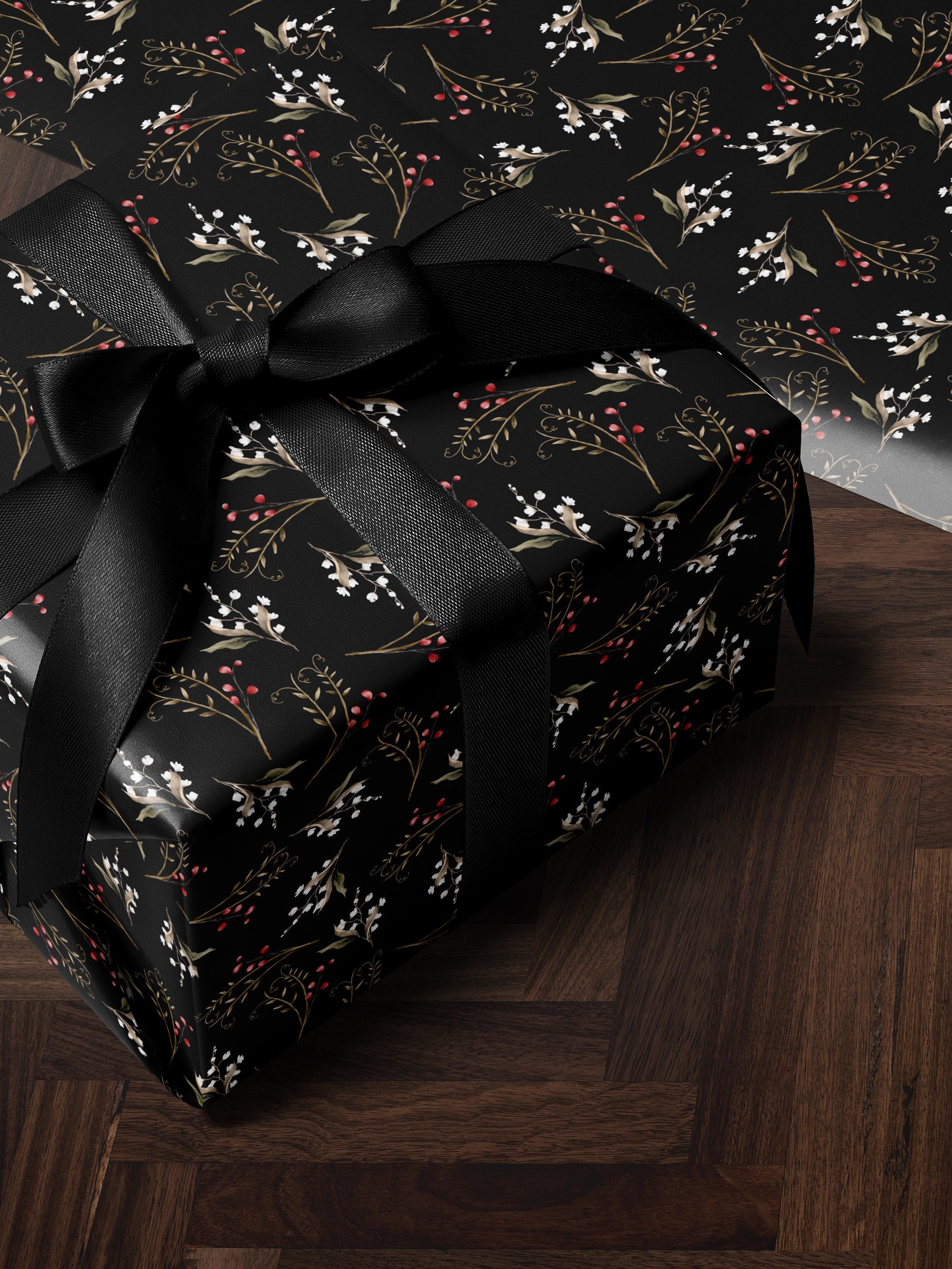 Festive Christmas Wrapping Paper Holiday Gift Wrap Flower Gift Wrap ...
