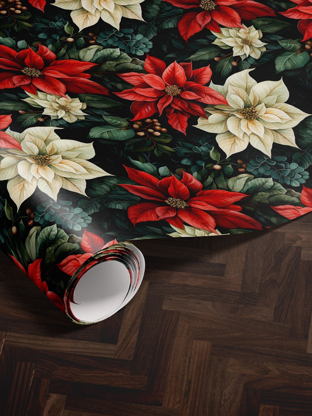 Traditional Christmas Wrapping Paper Holiday Gift Wrap Christmas Gift ...