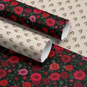 Rose Wrapping Paper Roses Gift Wrap for Special Occasion Wrapping Paper ...
