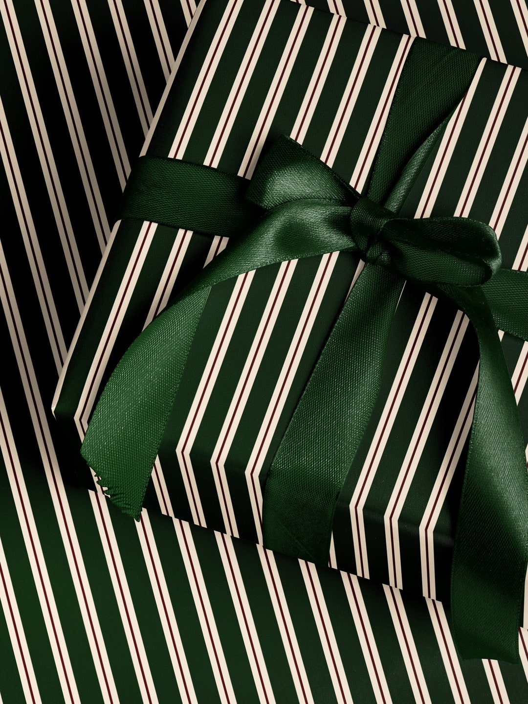Striped Wrapping Paper Holiday Gift Wrap Green Gift Wrap Elegant ...