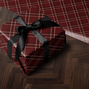 Red Plaid Wrapping Paper Holiday Gift Wrap Tartan Gift Wrap Traditional ...