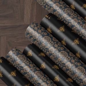 Floral Gift Wrap Blue Wrapping Paper Gift Wrap Mom Vintage Wrapping ...