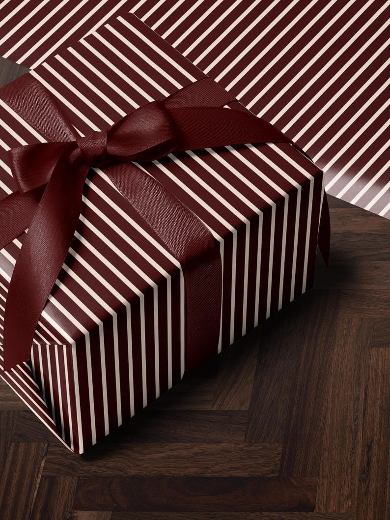 Red Striped Wrapping Paper Holiday Gift Wrap Christmas Gift Wrap ...