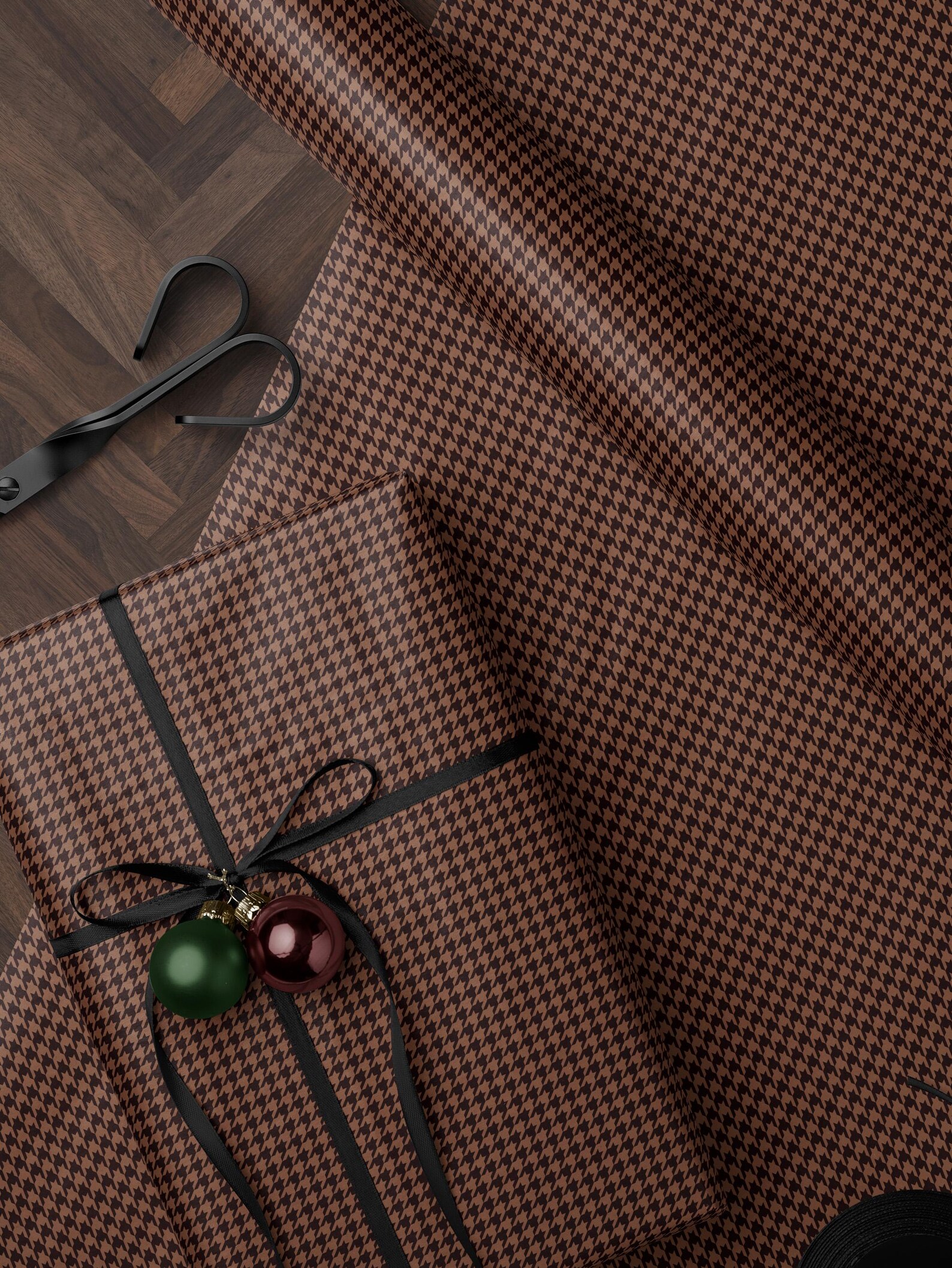 Houndstooth Wrapping Paper Classic Gift Wrap Design Classy Christmas ...