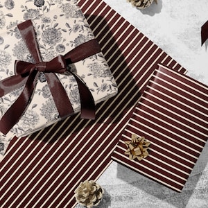 Classy Christmas Wrapping Paper Red Striped Holiday Gift Wrap ...