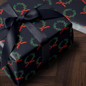 Christmas Wreath Wrapping Paper Christmas Present Moody Christmas Print ...