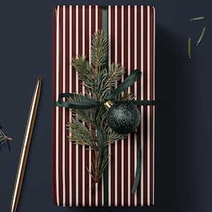 Classy Christmas Wrapping Paper Red Striped Holiday Gift Wrap ...