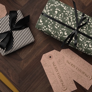 Green Wedding Wrapping Paper Classy Gift Wrap Anniversary Wrapping ...