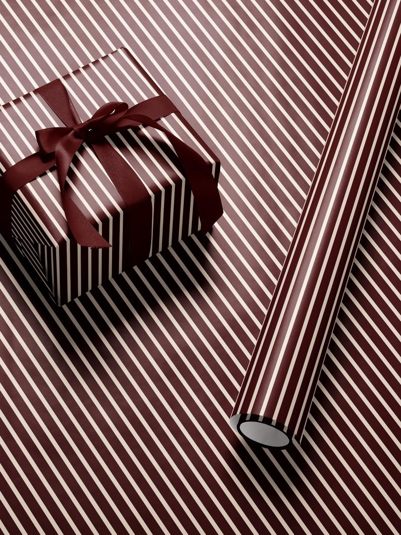 Red Striped Wrapping Paper Holiday Gift Wrap Christmas Gift Wrap ...