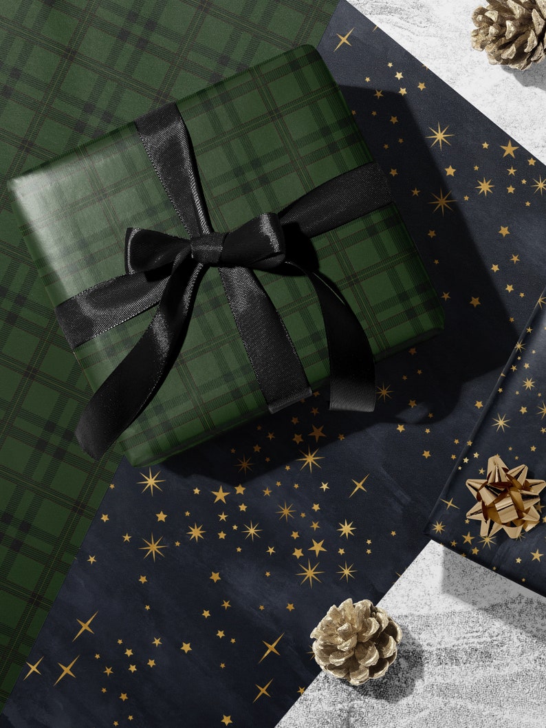 Green Plaid Wrapping Paper Holiday Gift Wrap Tartan Gift Wrap ...