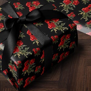 Holiday Gift Wrap Rose Wrapping Paper Flower Bouquet Gift Wrap ...