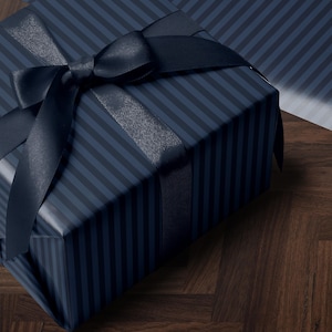 Blue Stripe Gift Wrap Blue Wrapping Paper Christmas Party Gift Idea ...